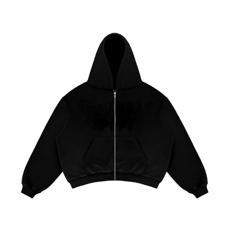Satisfyingfaction Hoodie Zipper Boxy 375GSM Plain OG Black | Shopee ...