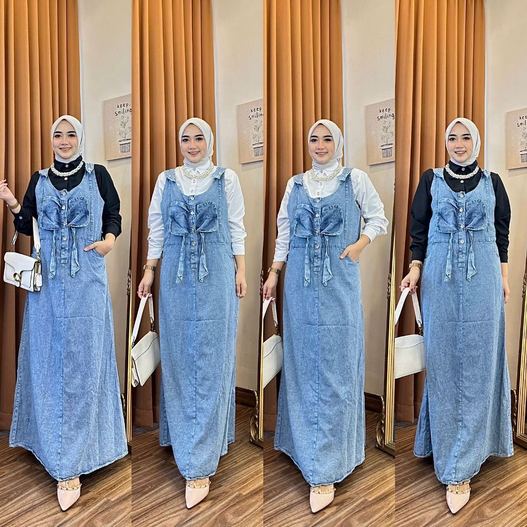 KATUN Orlaa SET DRESS JEANS Material Combination Of PREMIUM Linen ...