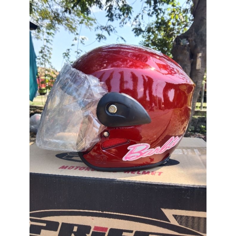 MERAH CHILDREN'S HELMET KOP RED CABE WITH BERBIE MOTIF AGE 2-6 YEARS ...