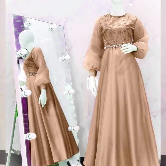TSANIA BROKEN DRESS GAMIS TILE PEARL COMBI ORGANZA / GAMIS / MAXIDRESS ...