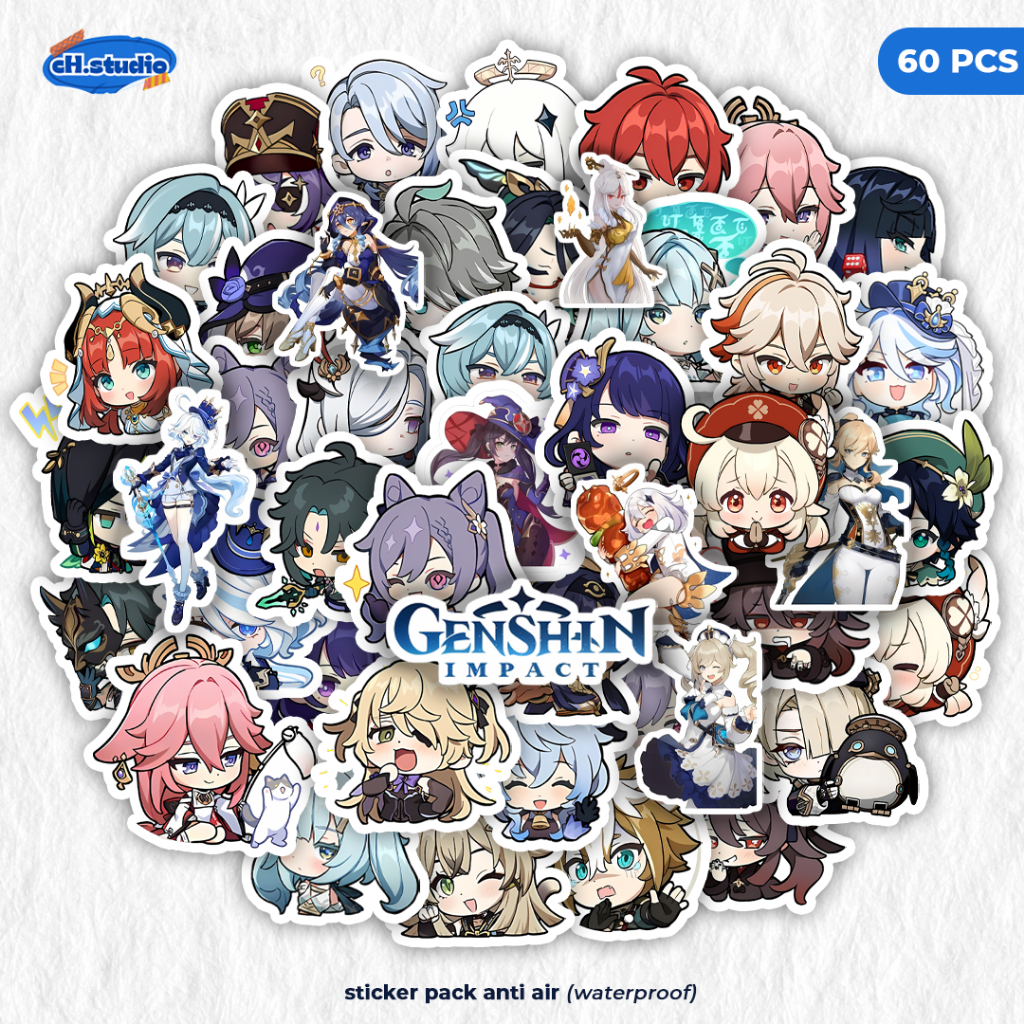 Pack of 60 PCS Anime GENSHIN IMPACT Aesthetic Vinyl Waterproof Stickers ...