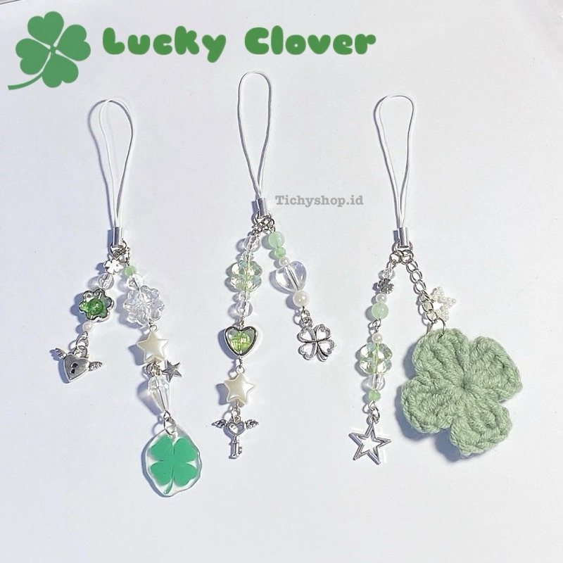 GANTUNGAN HP Lucky Clover Phone Charm/ Clover Cell Phone Hanger/ Clover ...