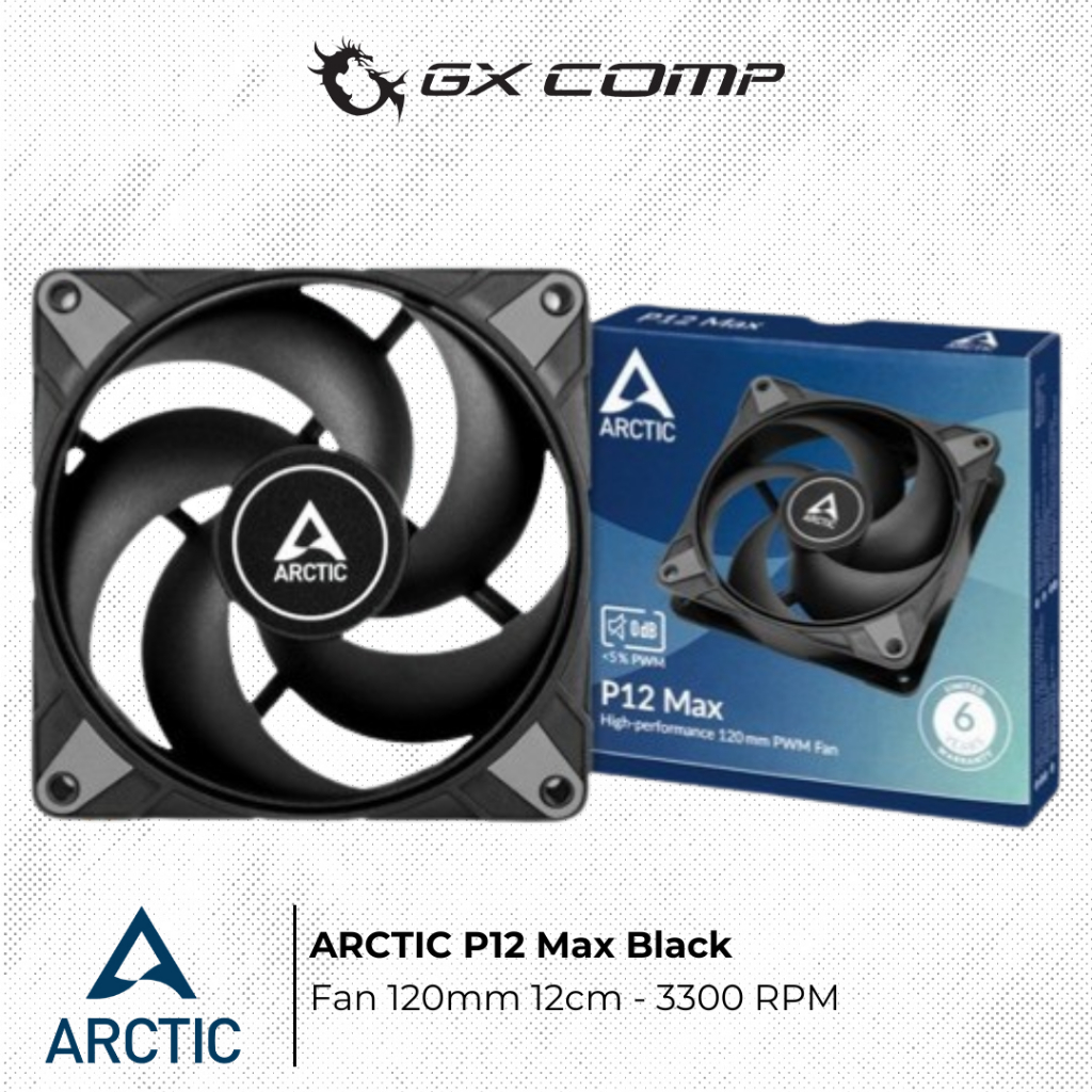 Fan ARCTIC P12 Max Black High-Performance 120mm PWM Fan 3300 RPM ...