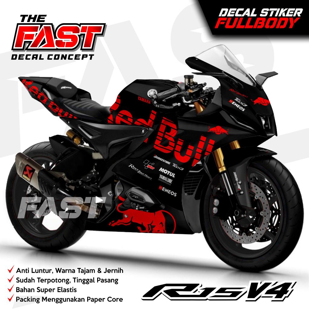 Decal R15 V4 Sticker striping Fullbody Redbull TERBARU Decal Yamaha R15 ...