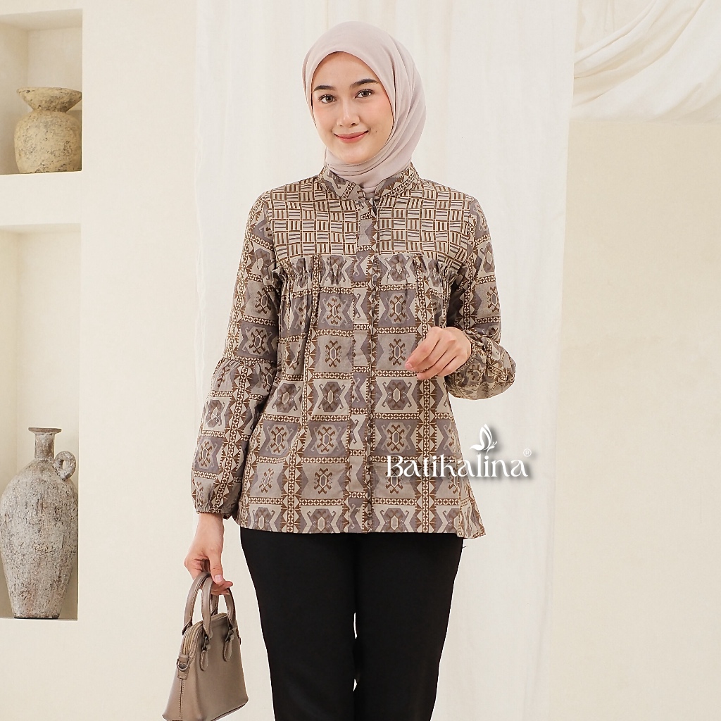Batik Alina Modern Women's Batik Shirt Women's Office Work Batik Blouse ...