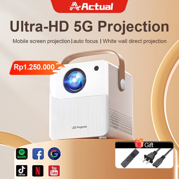 HP Actual Q9 mini Projector Android TV 1080P Smart Projector 6000 Lumen ...