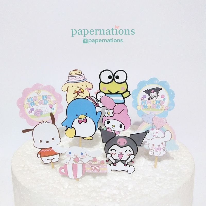 Cupcake Topper Sanrio Cinnamoroll Kuromi Keroppi / Cake Topper Sanrio ...