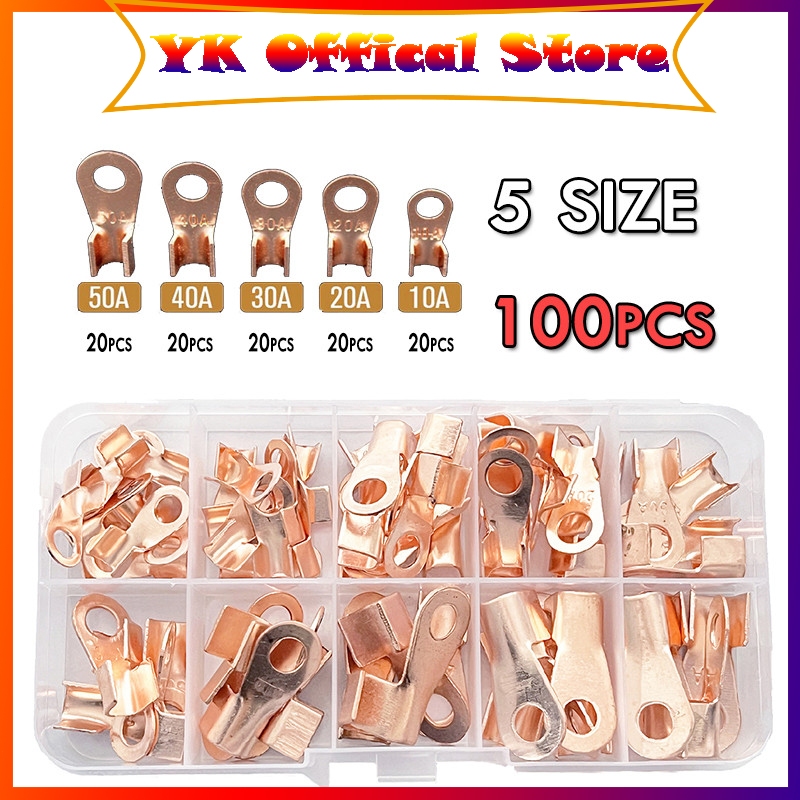 Cable Skun OT 10A 30A 40A 50A Pure Copper 100 PCS / BOX 5 SIZES ...