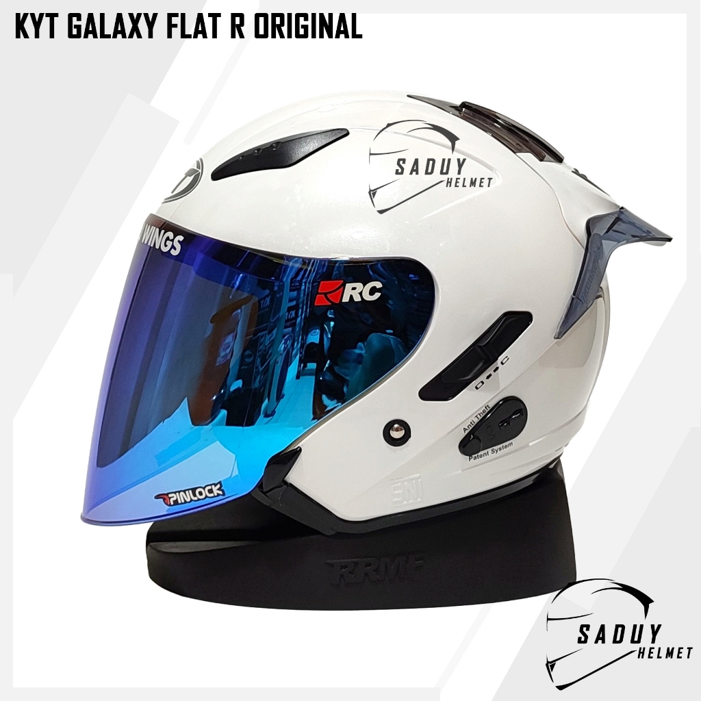PUTIH KYT GALAXY FLAT R WHITE WHITE HALF FACE DOUBLE VISOR HELMET ...