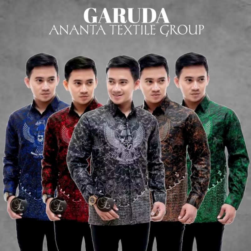KEMEJA Men's BATIK SHIRT GARUDA PANCASILA MOTIF LONG SLEEVED AUGUSTAN ...