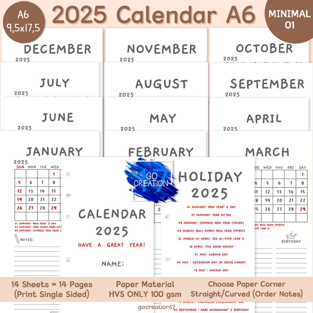 Paper Planner Book Contents Binder Calendar 2025 And 2024 Calendar ...