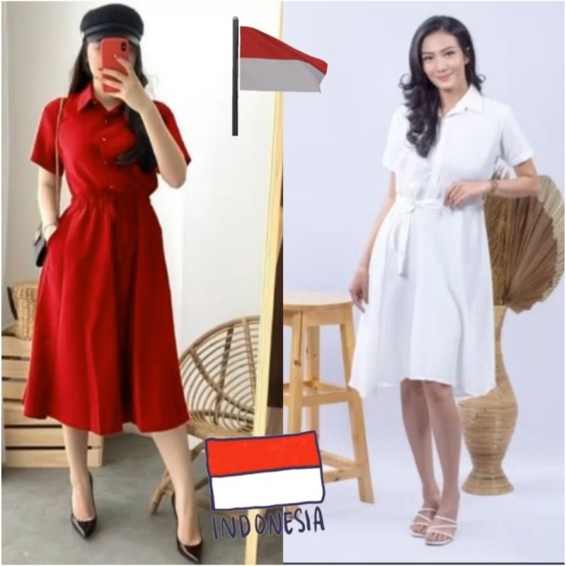 PUTIH MERAH Jc- wine Dress/Midi Dress/Red Dress/Christmas Dress ...