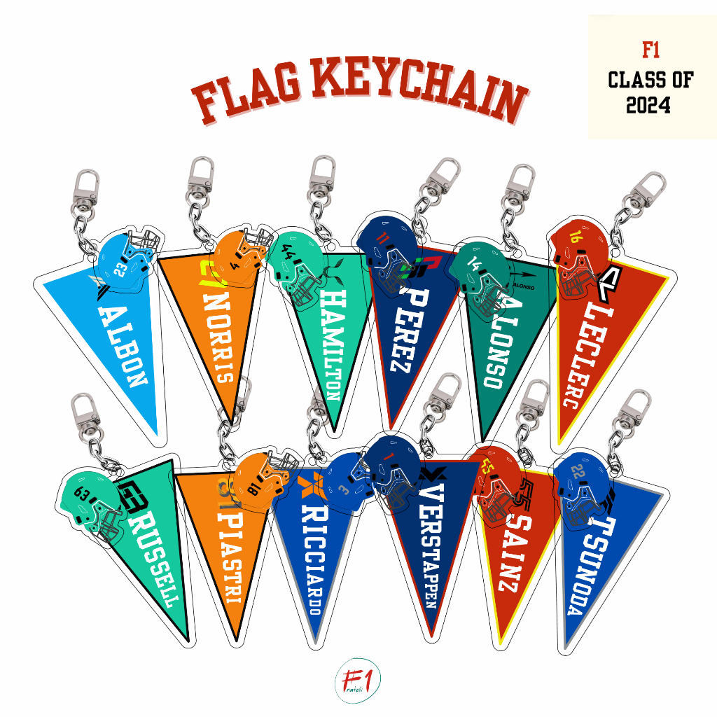 GANTUNGAN F1 Flag Keychain | F1 fanmade fan merch flag key chain (code ...