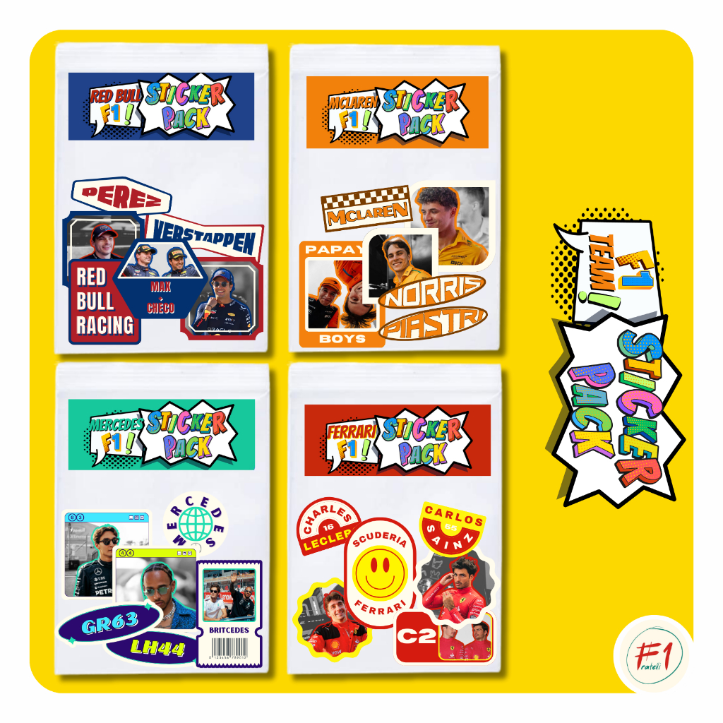 F1 Team Sticker Pack | F1 fanmade fan merch sheet pack sticker (code ...