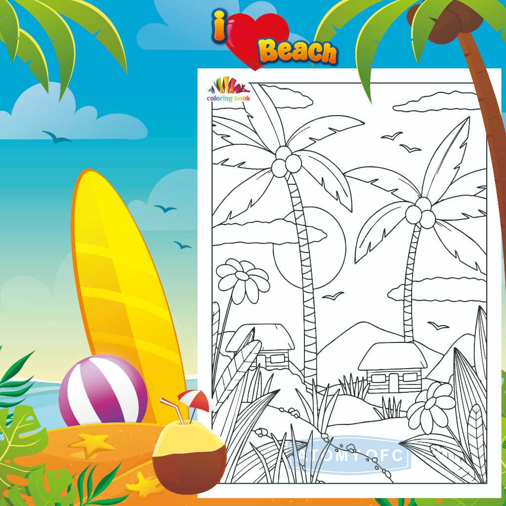 Coloring PAPER / COLORING / DRAWING PAPER / I LOVE BEACH / COLORING ...