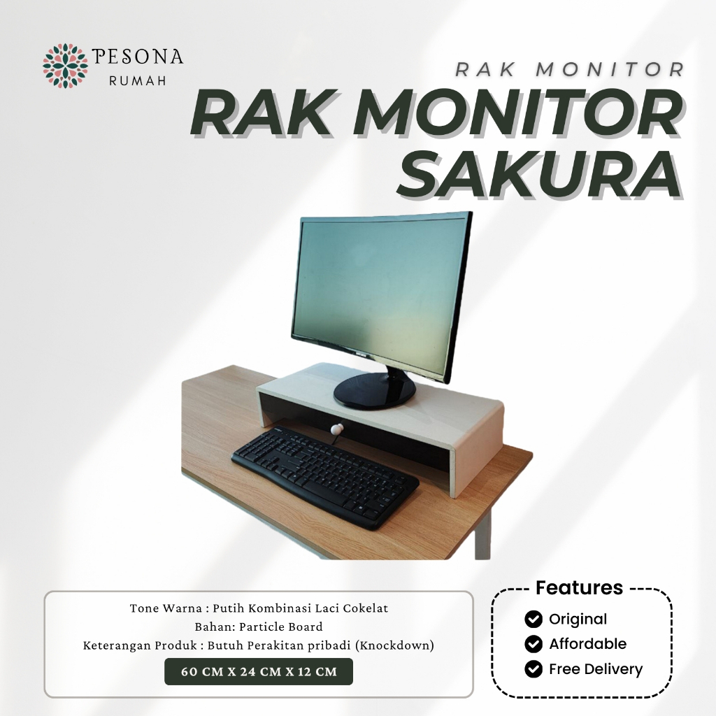 Home Charm Sakura Drawer Monitor Rack I Monitor Stand I Desktop Monitor ...