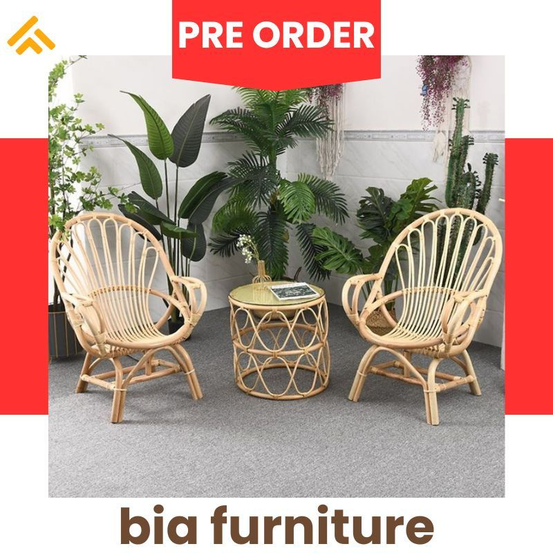 Natural Rattan Malay BIA Terrace Chair SET CUSHION/Melamine FINISHING ...