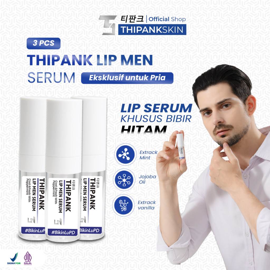 HITAM 3 Pcs best Men's lip serum Thipank lip Men serum Men with extract ...