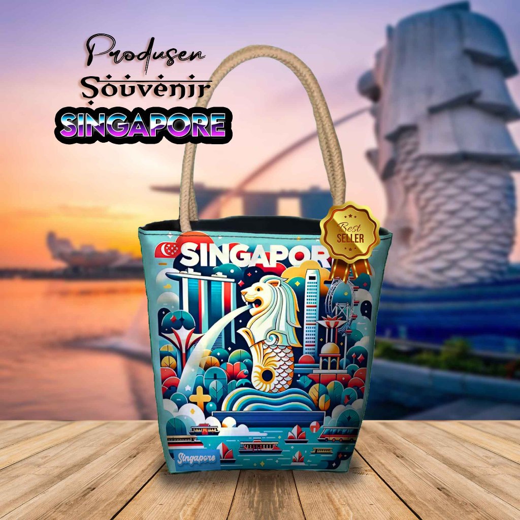 [ Quinsi Bags ] Mini Totebag 25x25x5 cm Souvenir Singapore Souvenir Bag ...