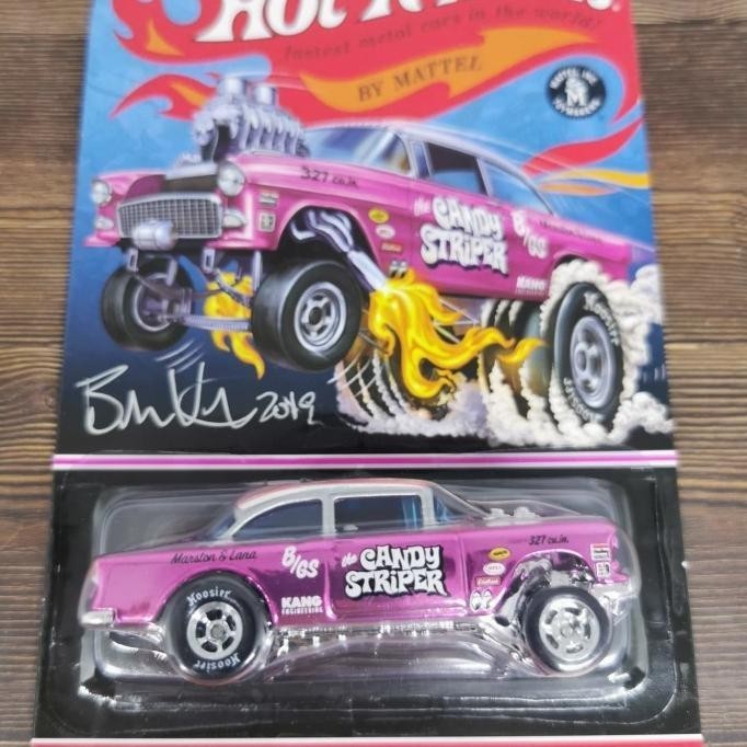 Hot Wheels candy striper pink RLC 55 chevy Bel Air Gasser | Shopee Malaysia
