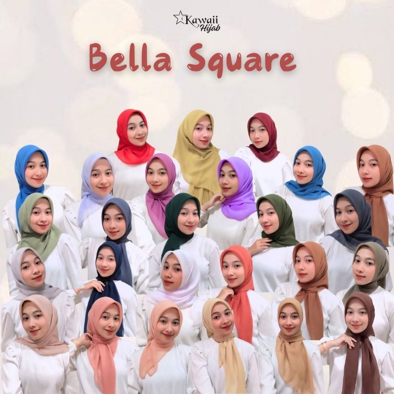 Kawaii Hijab - Bella Square Veil, Plain Rectangular Hijab in the Most Complete Colors | Shopee ...