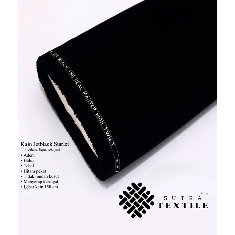 Starlet super jetblack fabric 1,25 meters (adult pants size) | Shopee ...