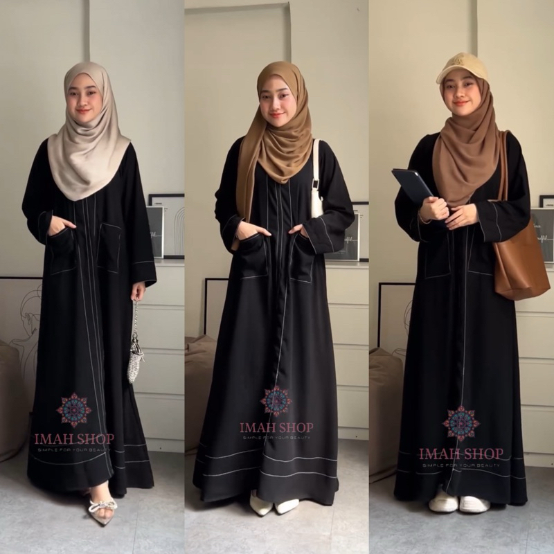 HITAM Abaya Black Gamis Saudi Arabian Maxi Dress Black Jetblack ...