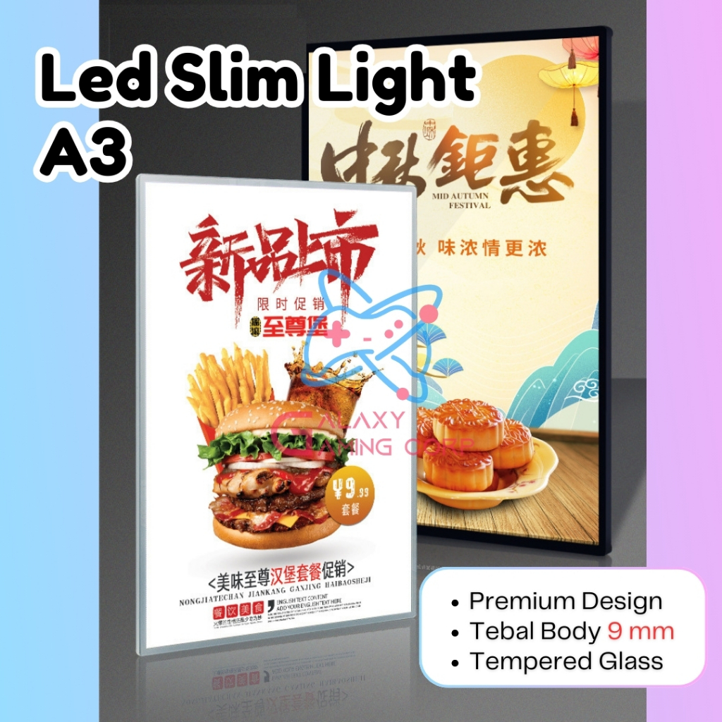 Slim Light Box LED Frame Advertising Neon Box Menu A3 | Shopee Malaysia