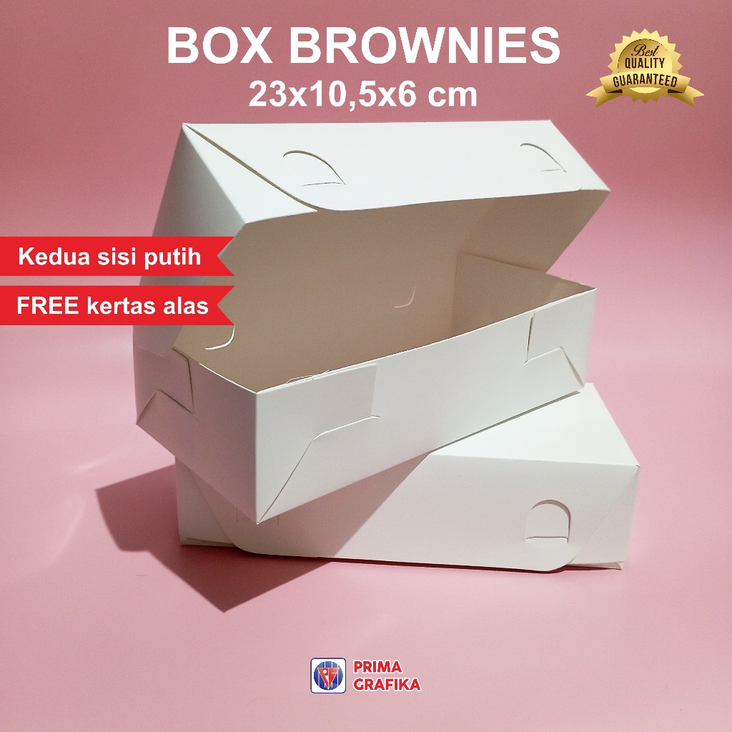 PUTIH Plain White Brownie Box 23 x 10,5 x 6 Bread Packaging / Brownie ...