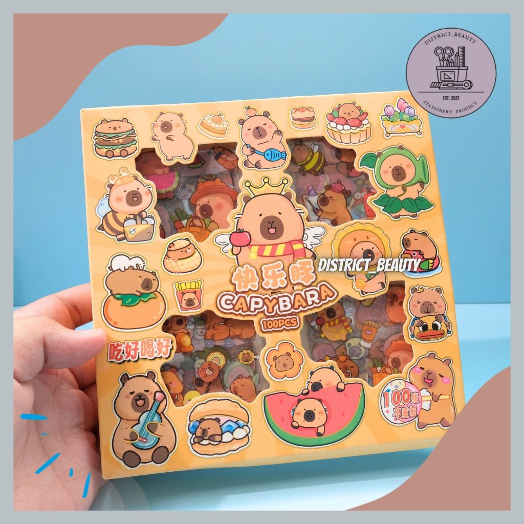 100 SHEET CAPYBARA STICKERS CUTE PVC STICKERS AESTHETHIC CONTENTS 100 ...