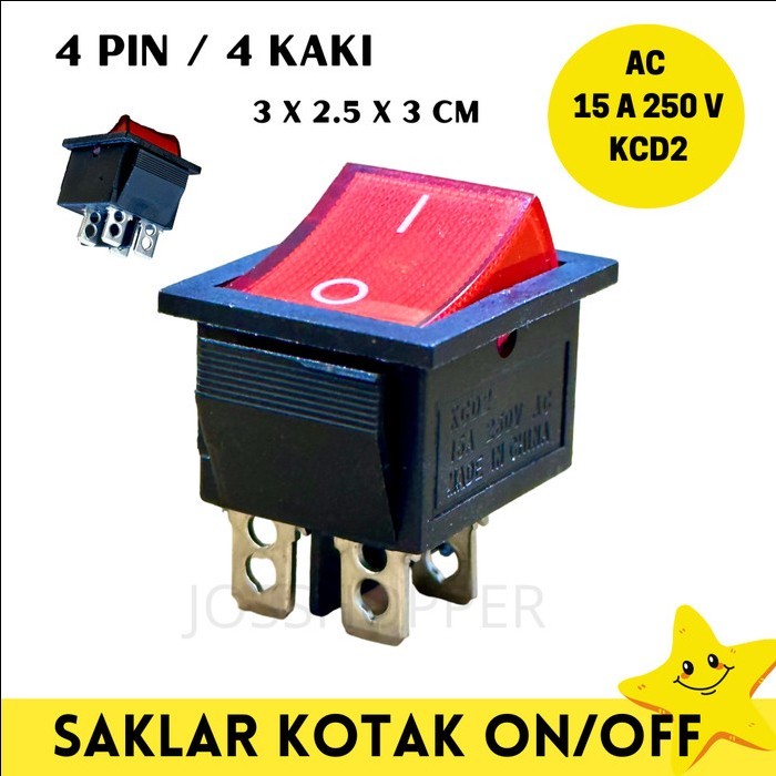HITAM Rocker SWITCH ON OFF BLACK 4 PIN SWITCH BLACK 4 FEET MINI POWER ...