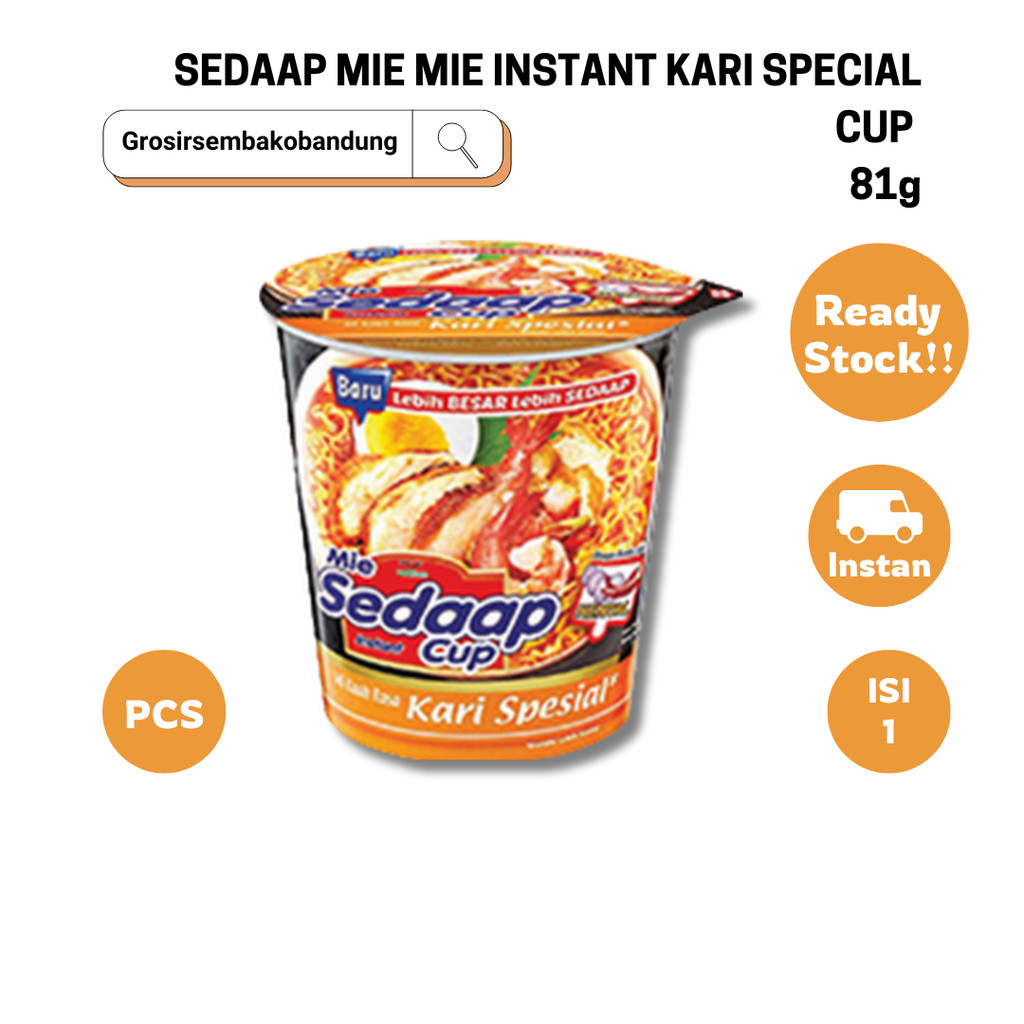 Sedaap INSTANT NOODLES CURRY SPECIAL CUP 79/81g - 1 Pcs - Bandung City | Shopee Malaysia