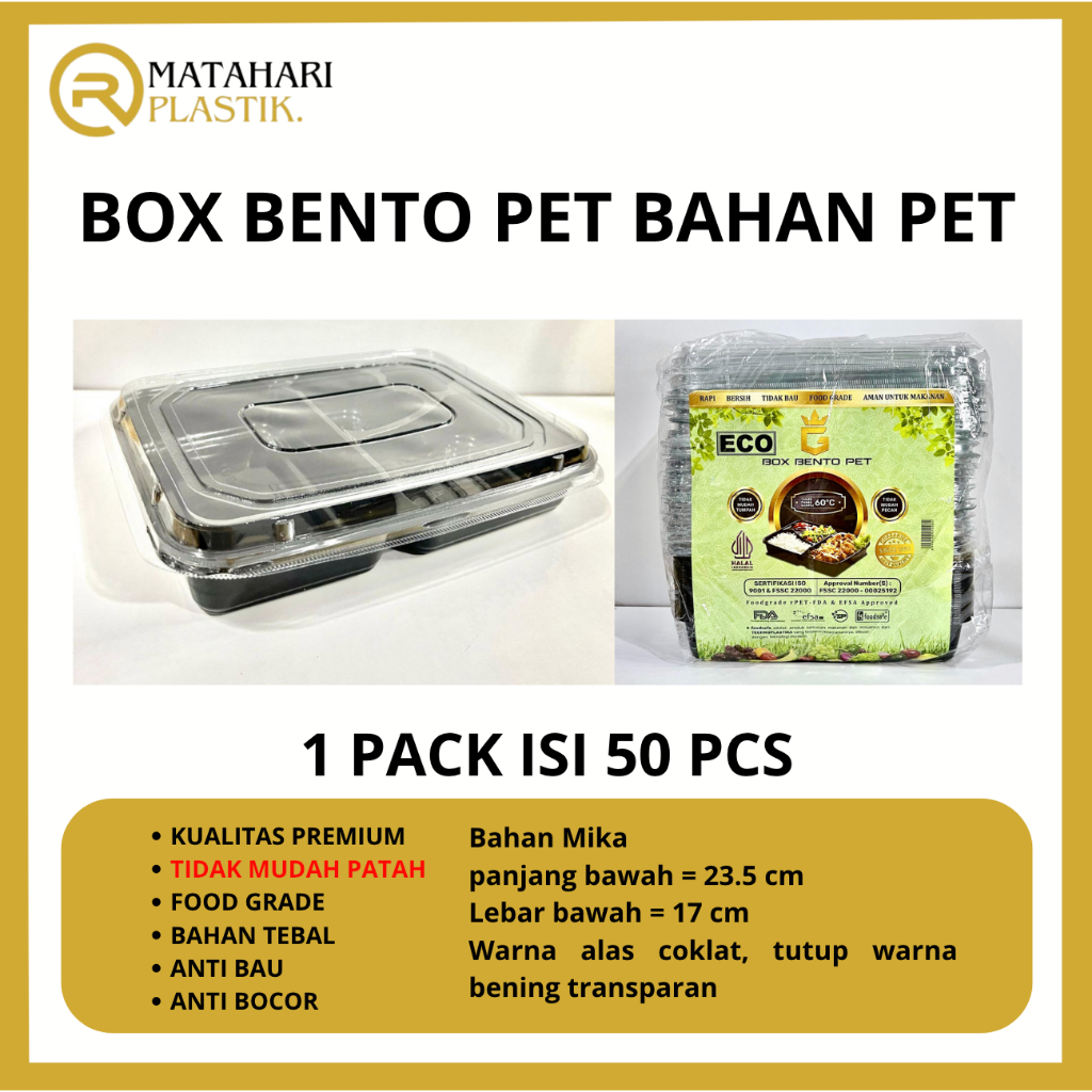 HITAM Rmp - Mika Bento 4 compartments + Lid 50pcs - ANTI-ODOR SPILL ...