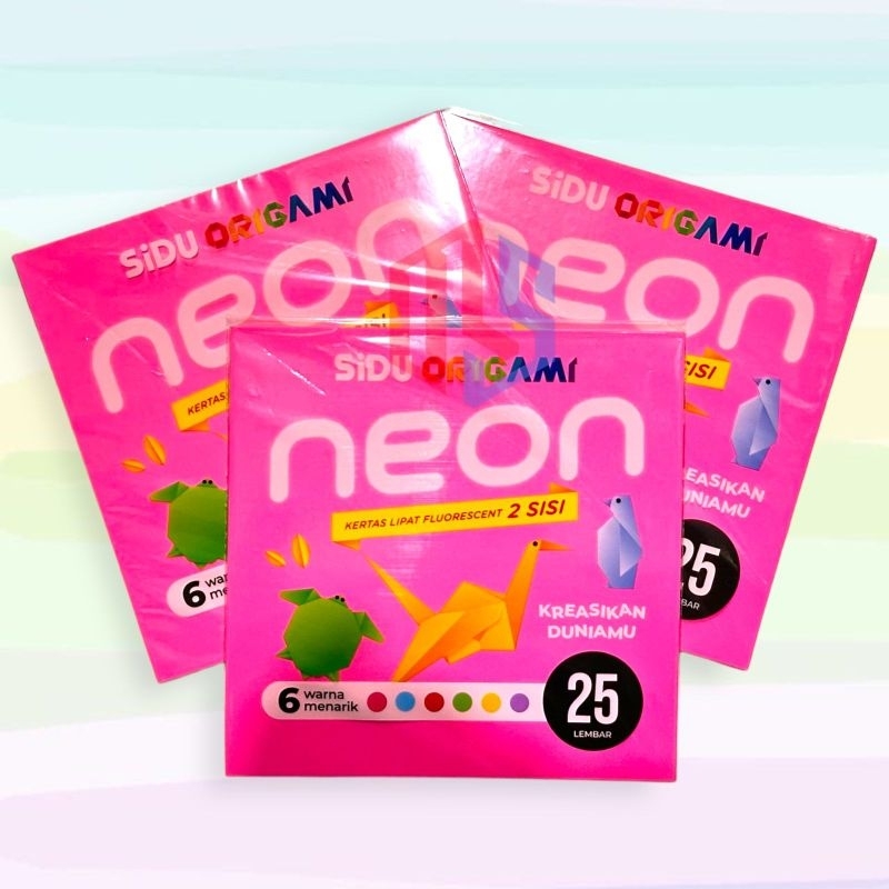 Origami Paper/ Sidu Folding Paper 12 x 12 CM Neon (25 Contents ...