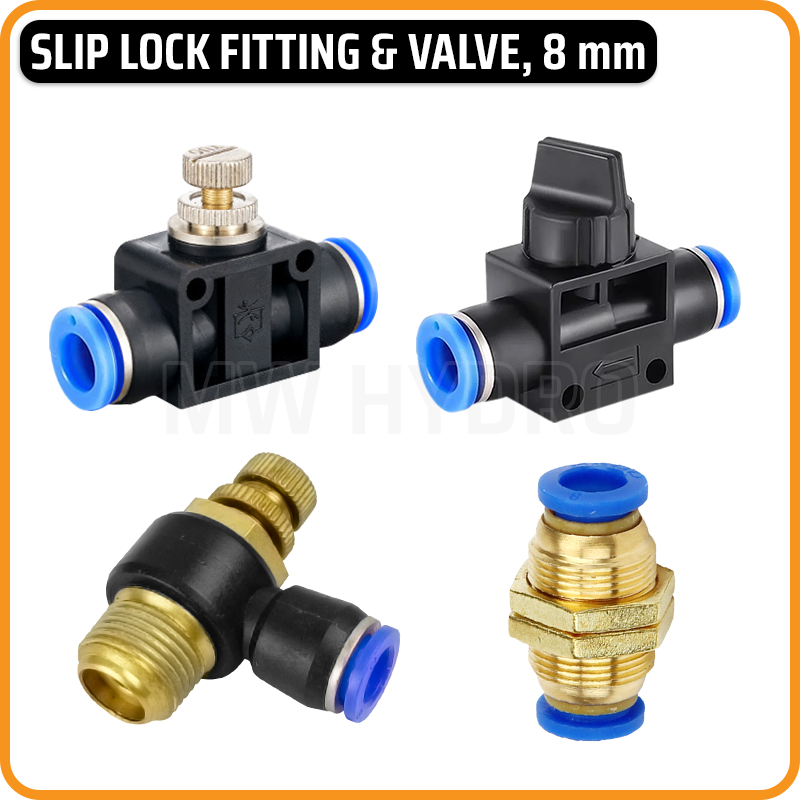 Slip Lock/Push In Pneumatic Fitting 8mm | Pu PE PA 8mm Hose Connector ...