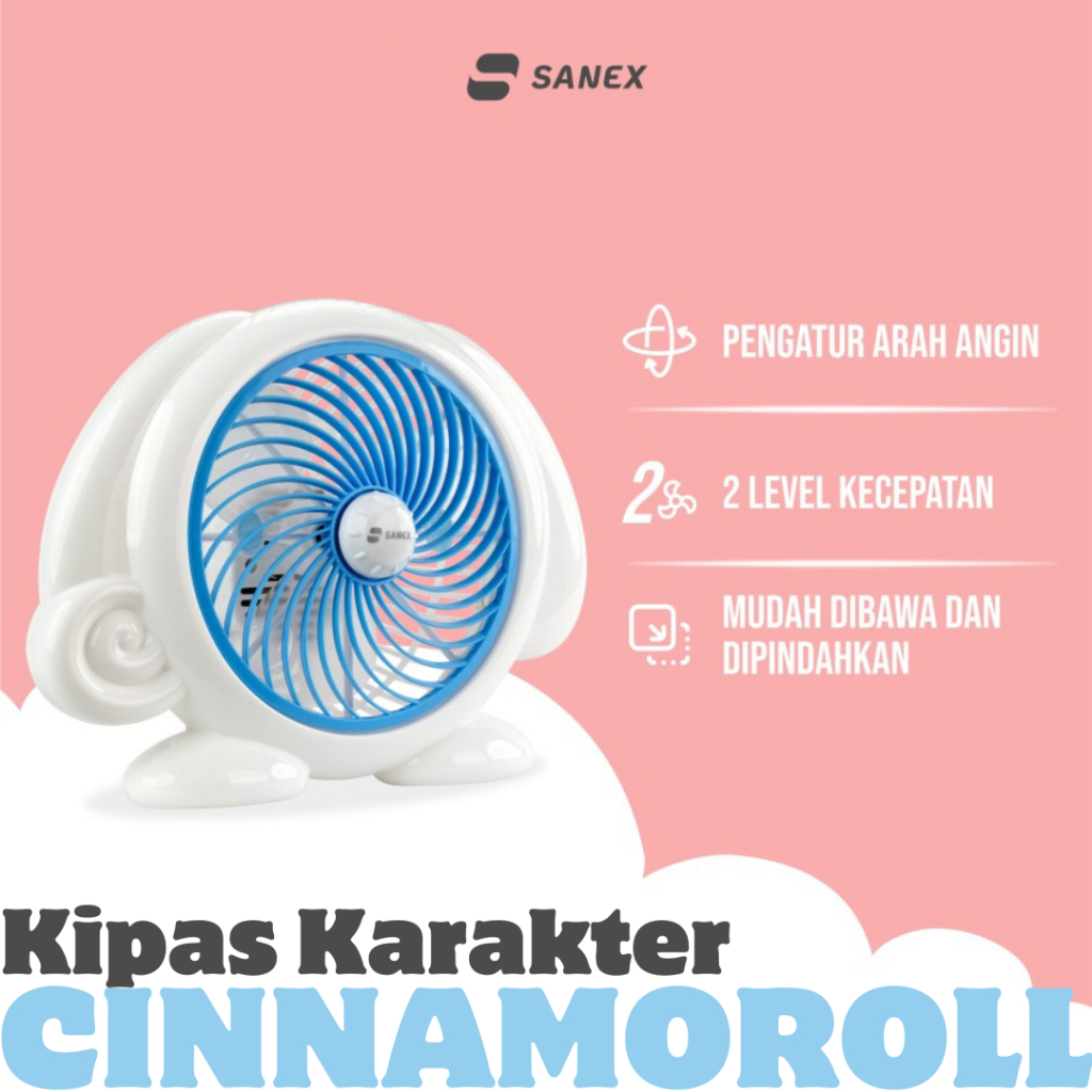 SANEX 8 Inch Cute Character Table Fan SKK-815 C Box Fan Cinnamon Roll ...