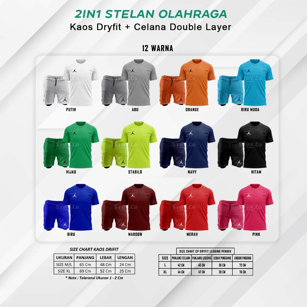 2 IN 1 SET PACKAGE DRYFIT SHORT T-SHIRTS DOUBLE LAYER SHORT POCKET BIKE ...