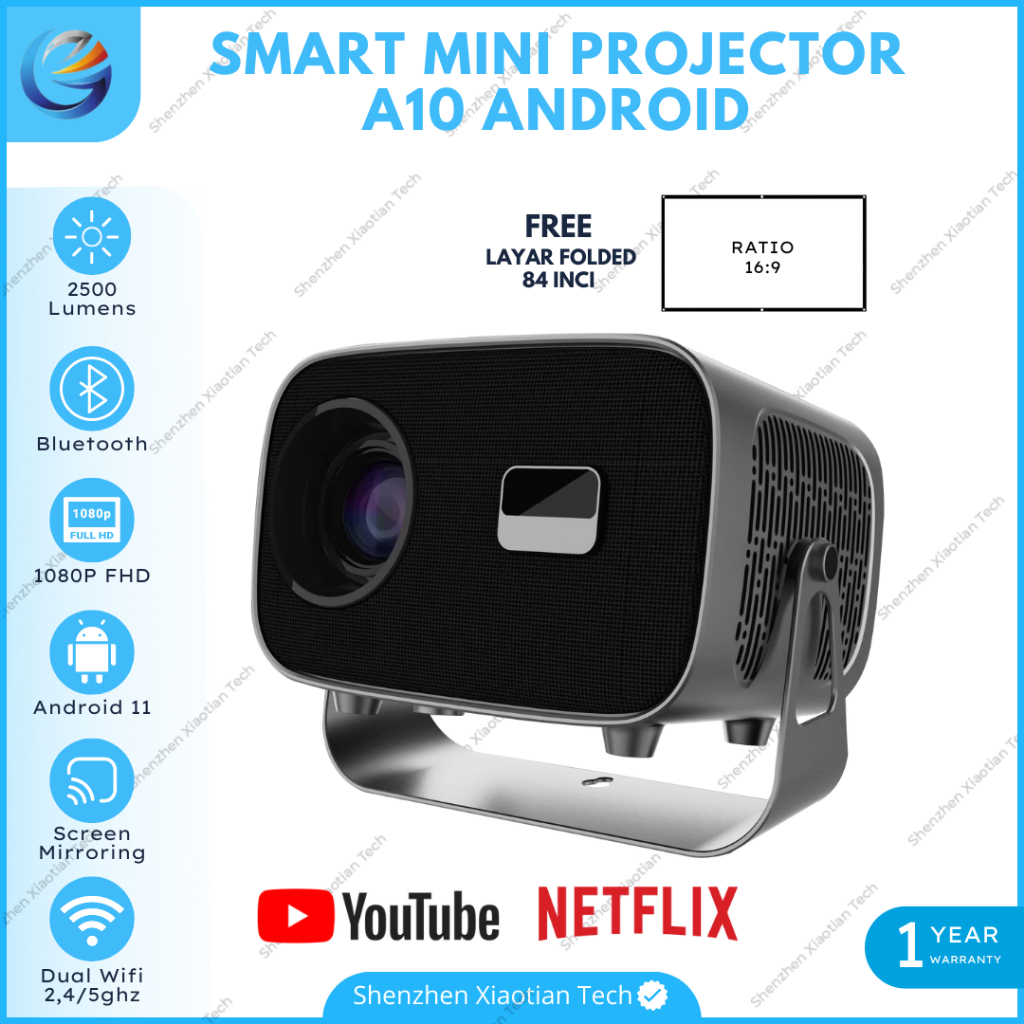 A10 Android Wifi 2500 Lumens Mini Projector | 4k Full HD Android ...