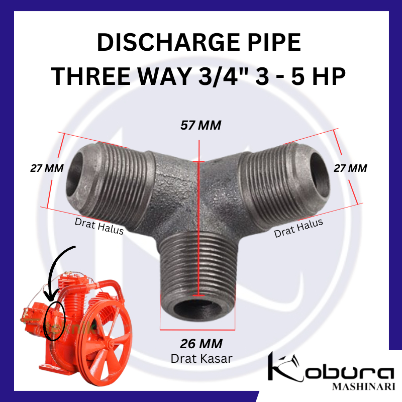 Discharge Pipe Three Way 3/4" Inch Air Compressor 3-5 HP | Shopee Malaysia