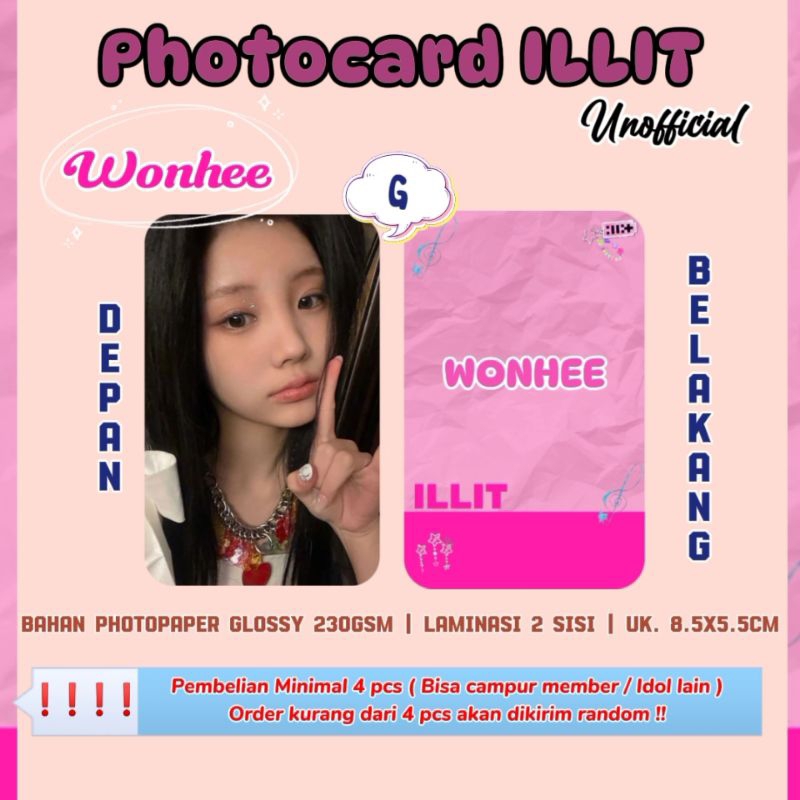 Photocard ILLIT - WONHEE/Photocard UNOFFICIAL/Photocard WONHEE ILLIT/PC WONHEE/ILLIT/PC ILLIT ...