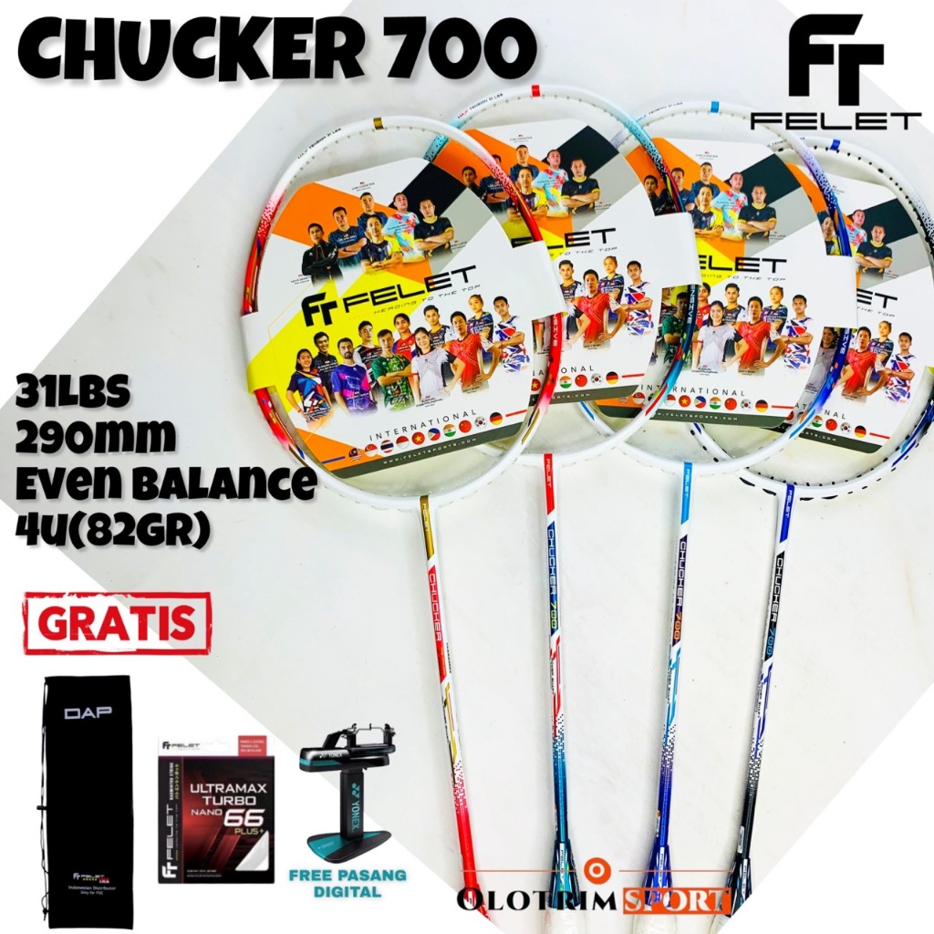 Original FELET CHUCKER 700 31LBS Badminton Racket | Shopee Malaysia