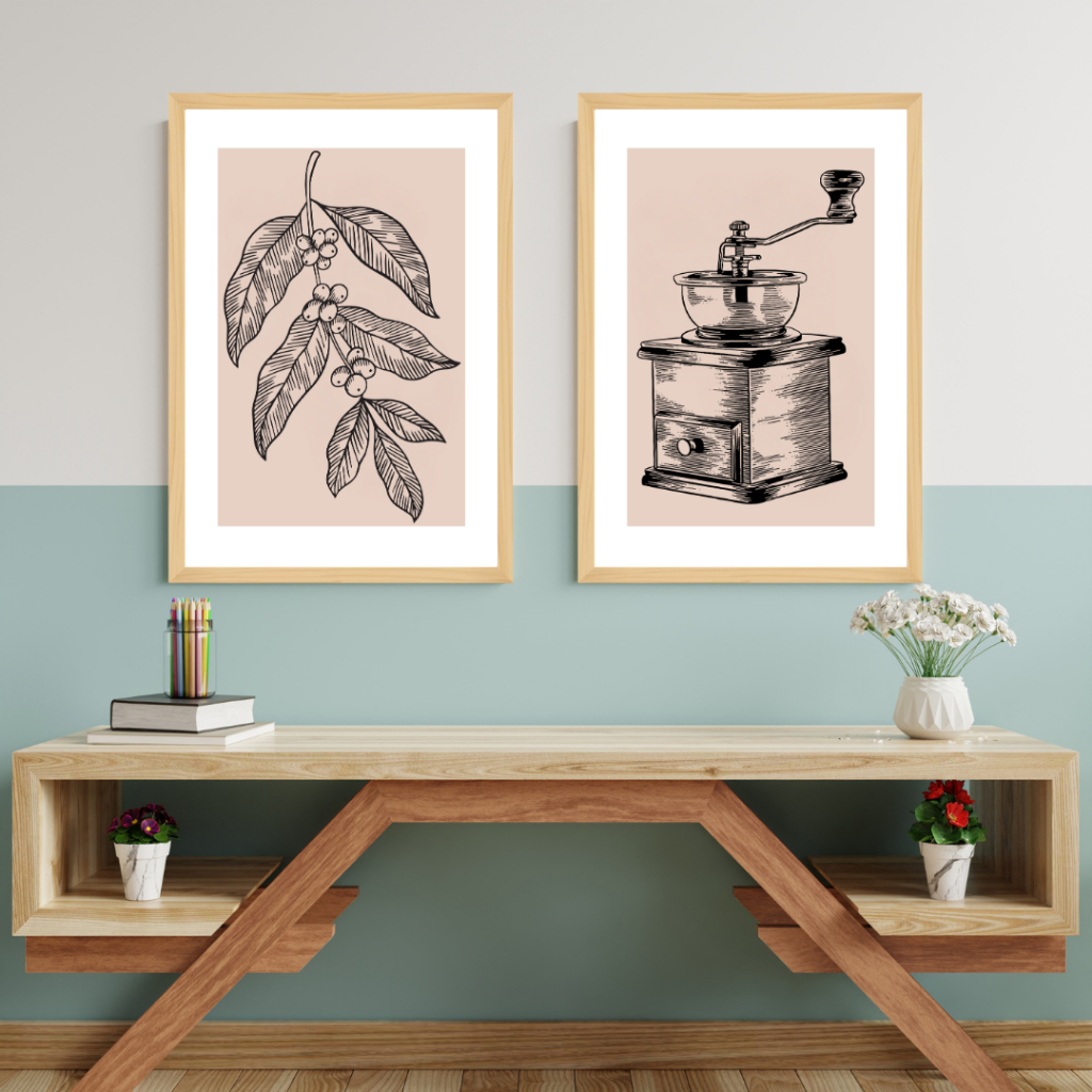 KAYU V60 Coffee Poster Frame Coffee Wall Display + Premium Wooden Frame ...