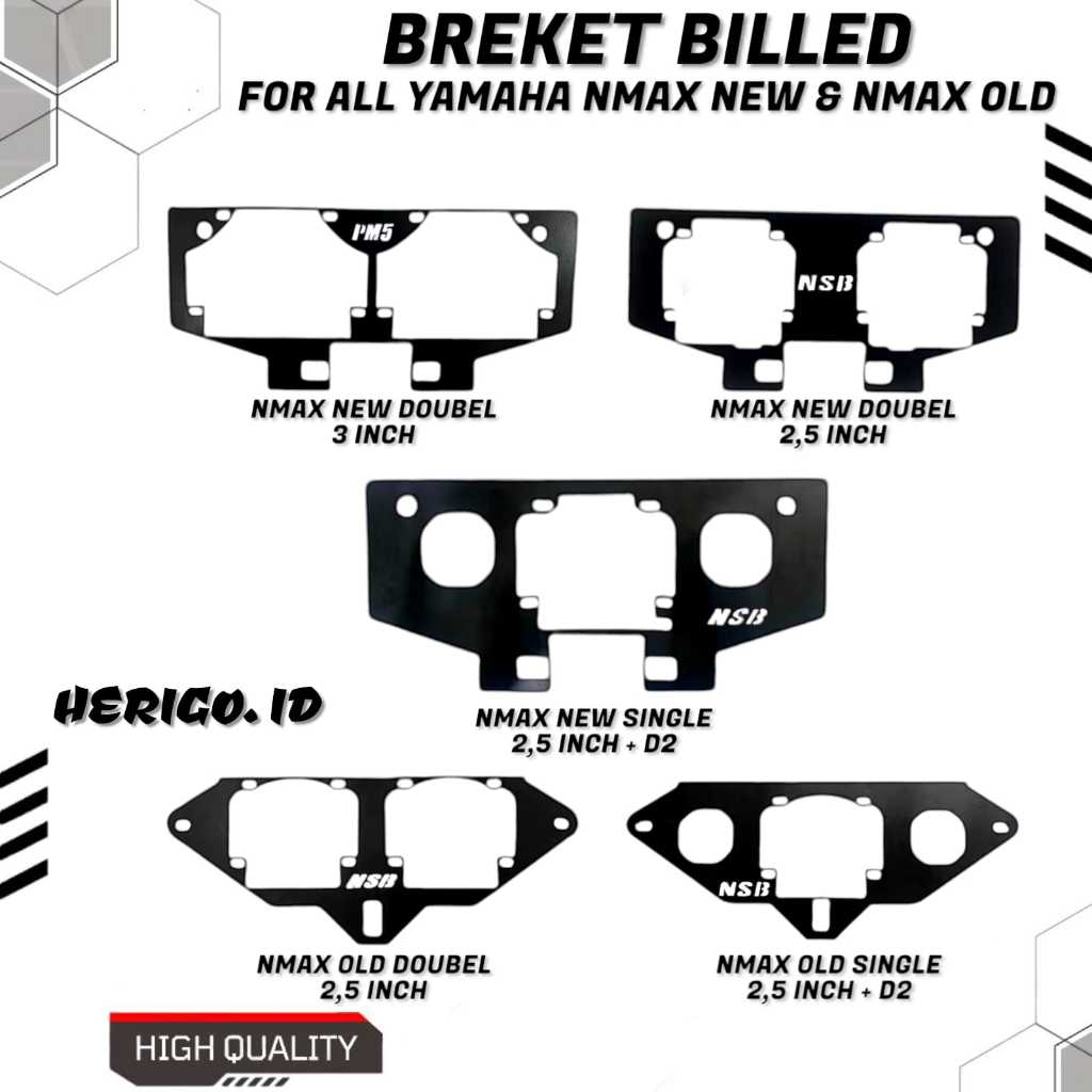 Projie Biled Lamp Mounting Bracket 2,5 Inch & 3 Inch HID Yamaha Nmax ...