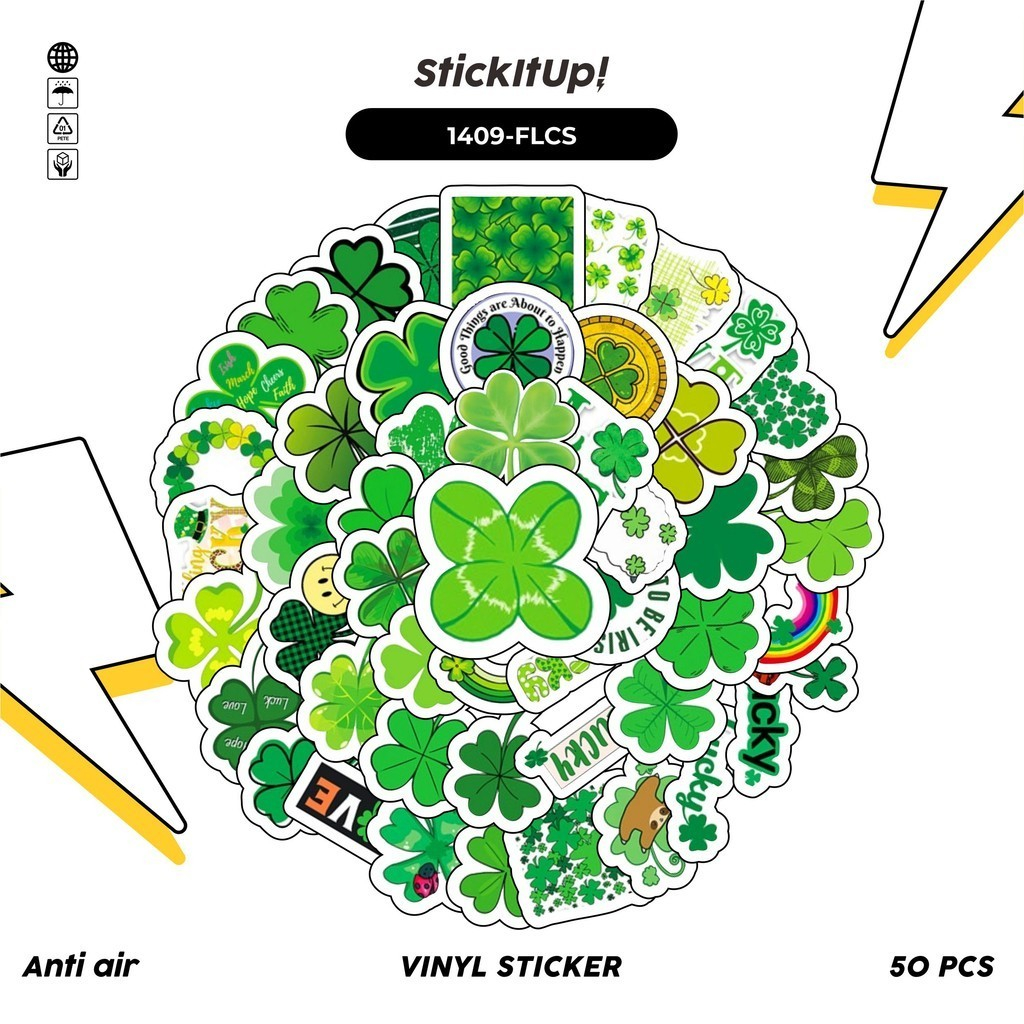 HP 100 Pcs Pack Four Leaf Clover Cute Aesthetic Vinyl Waterproof ...