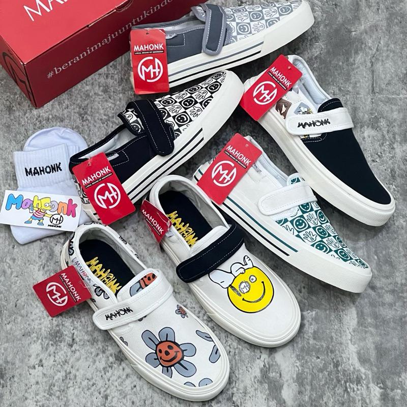 LOKAL MAHONK SHOES - Slip On Velcro Latest Motif Canvas Material ...