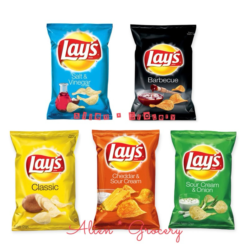 Lays POTATO CHIPS Import USA Classic Honey BBQ Cheddar Sour Cream Onion ...