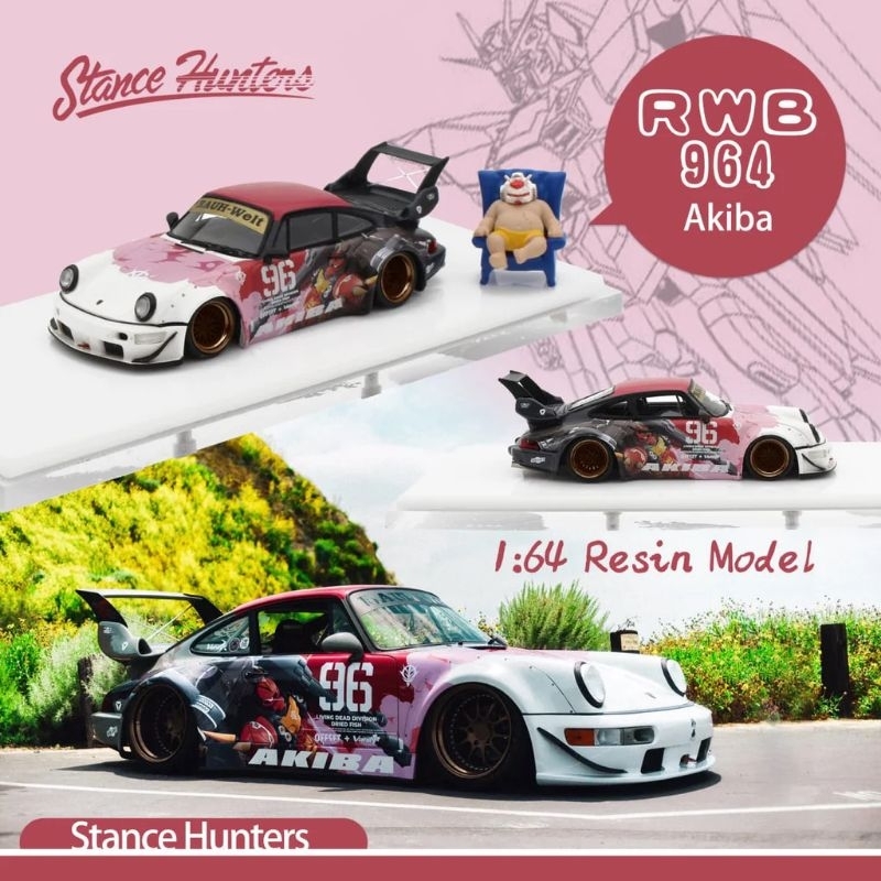 Stance 1/64 Porsche RWB 964 Rauh-Welt Widebody Akiba RESIN 96 Figure ...