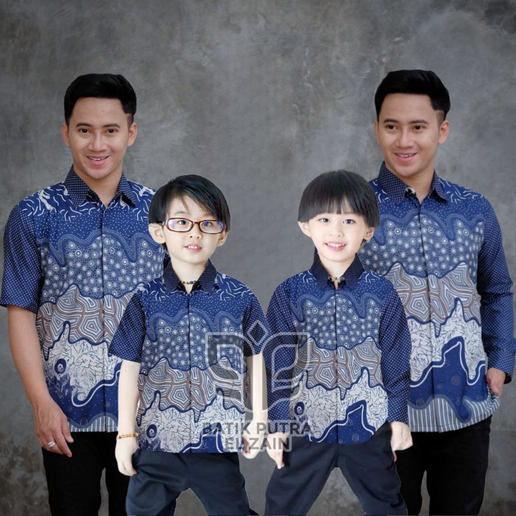 KEMEJA The Newest Men's Batik Shirt, Batik Wave MOTIF, Blue Batik Shirt ...
