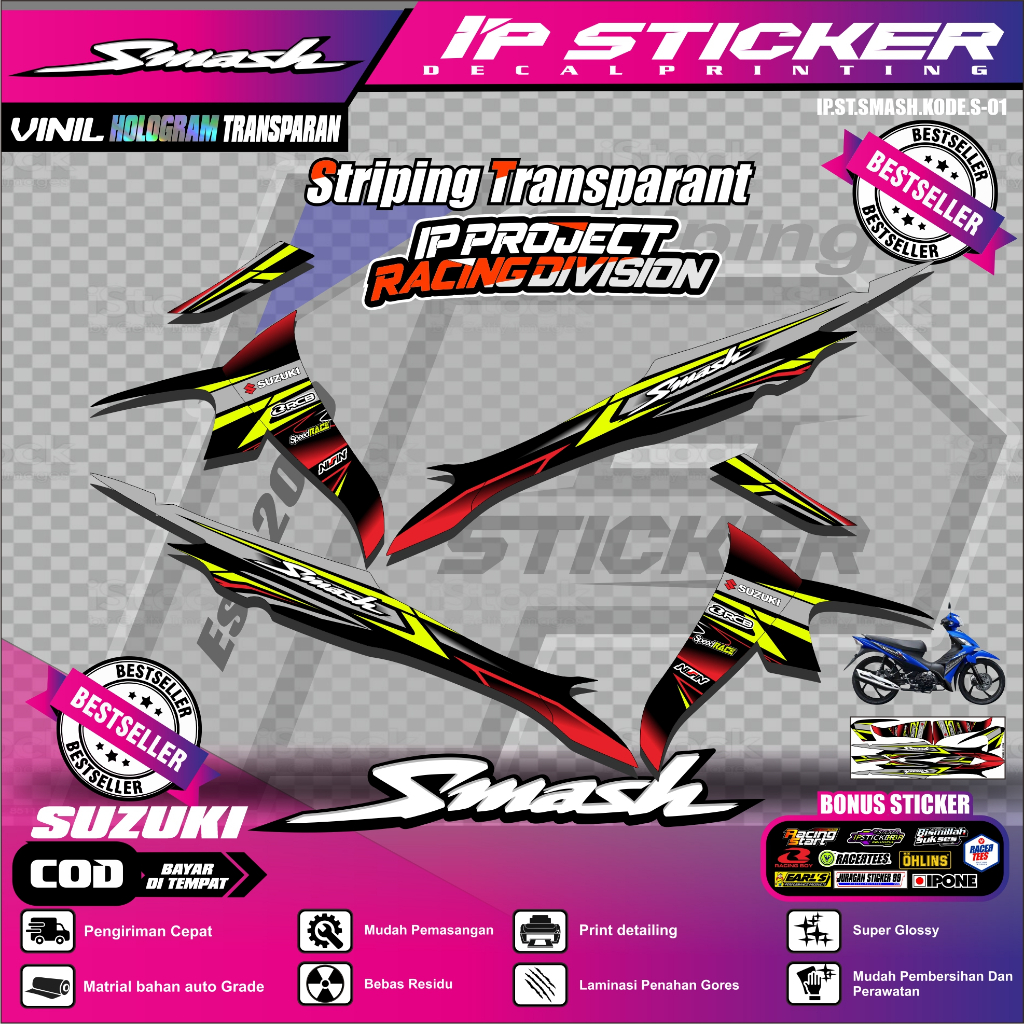 SMASH STRIPING STICKERS - SUZUKI SMASH MOTORCYCLE STRIPING STICKERS ...