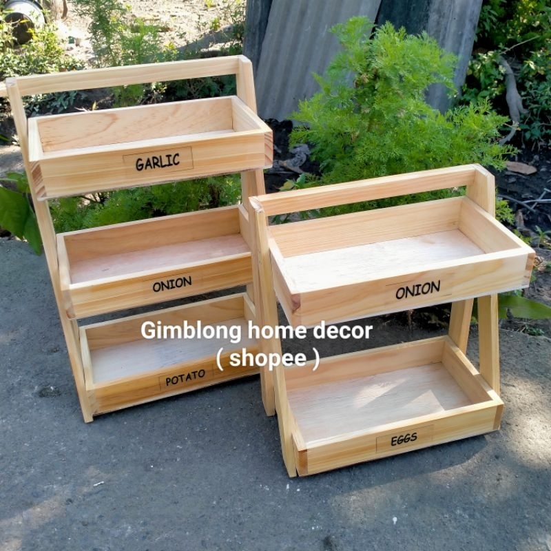 KAYU Close-up wooden onion rack | Kitchen shelf | Stacking spice rack ...